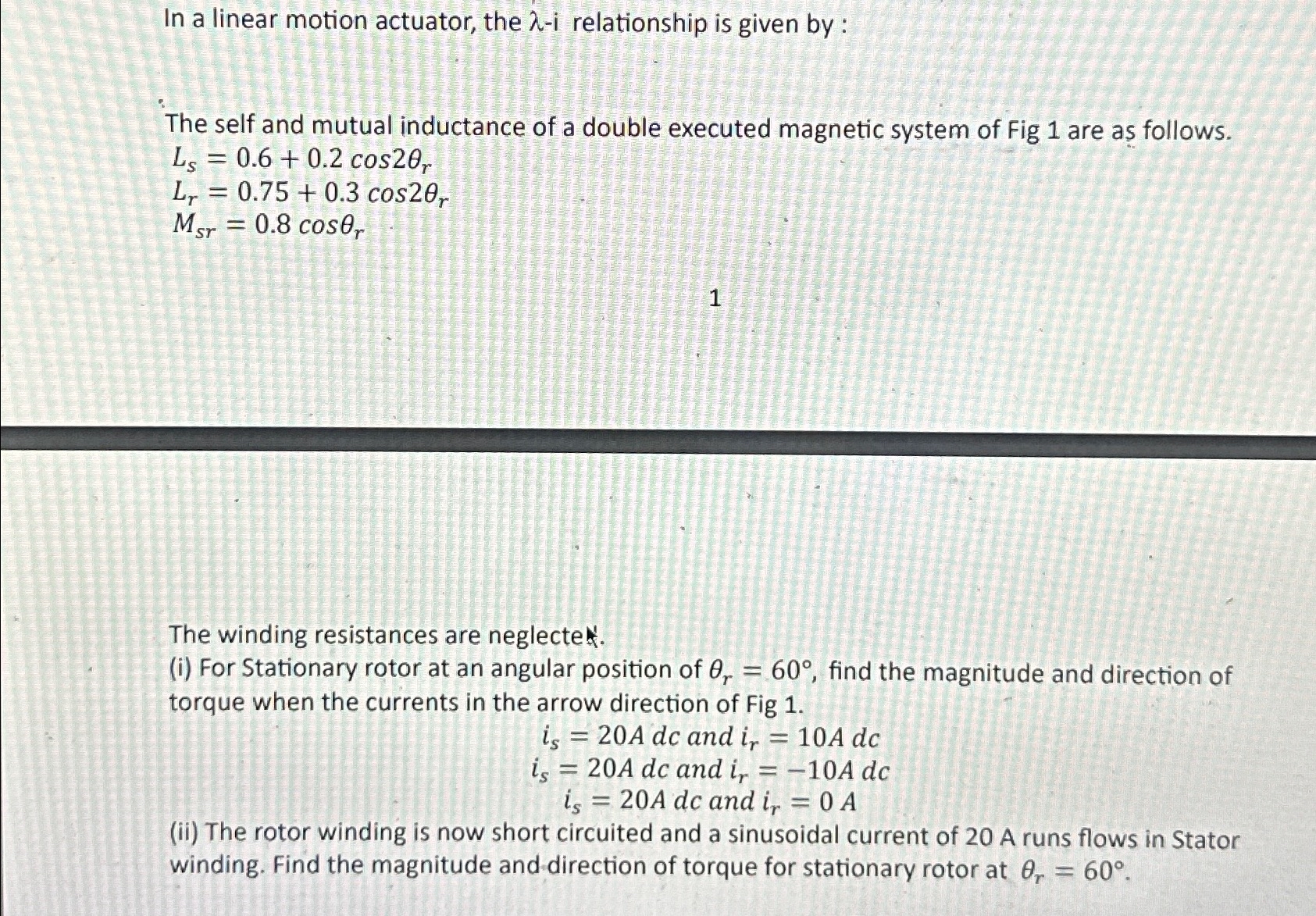 Solved In a linear motion actuator, the λ-i relationship is | Chegg.com