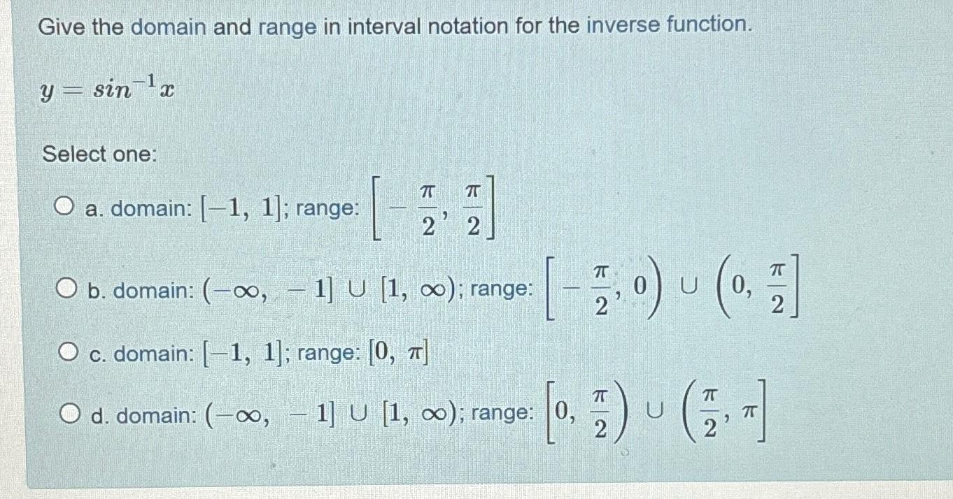 Solved Give the domain and range in interval notation for | Chegg.com
