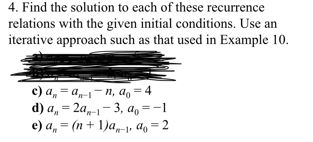Solved Find the solution to each of these recurrence | Chegg.com