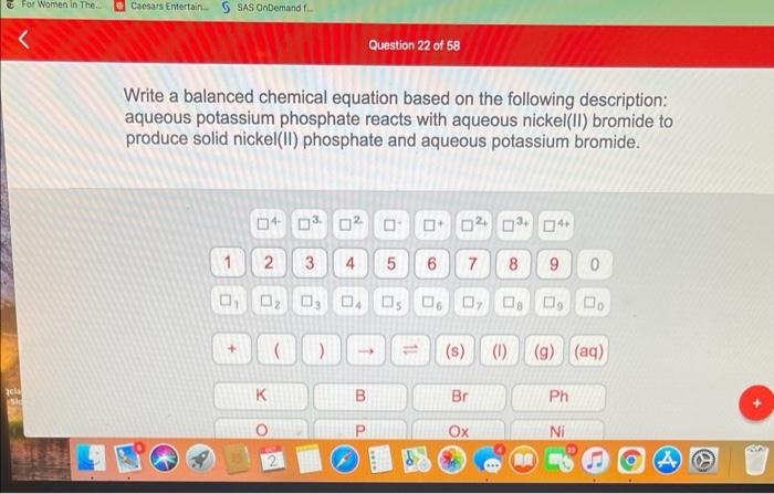 Solved Write A Balanced Chemical Equation Based On The