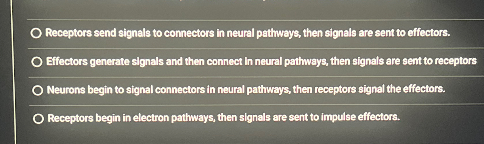 Solved Receptors send signals to connectors in neural | Chegg.com