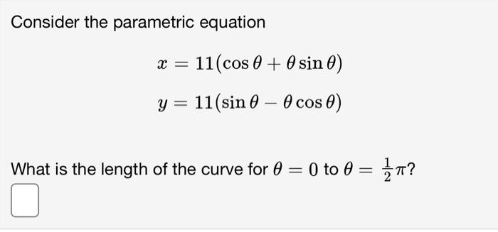 Solved Consider the parametric equation | Chegg.com