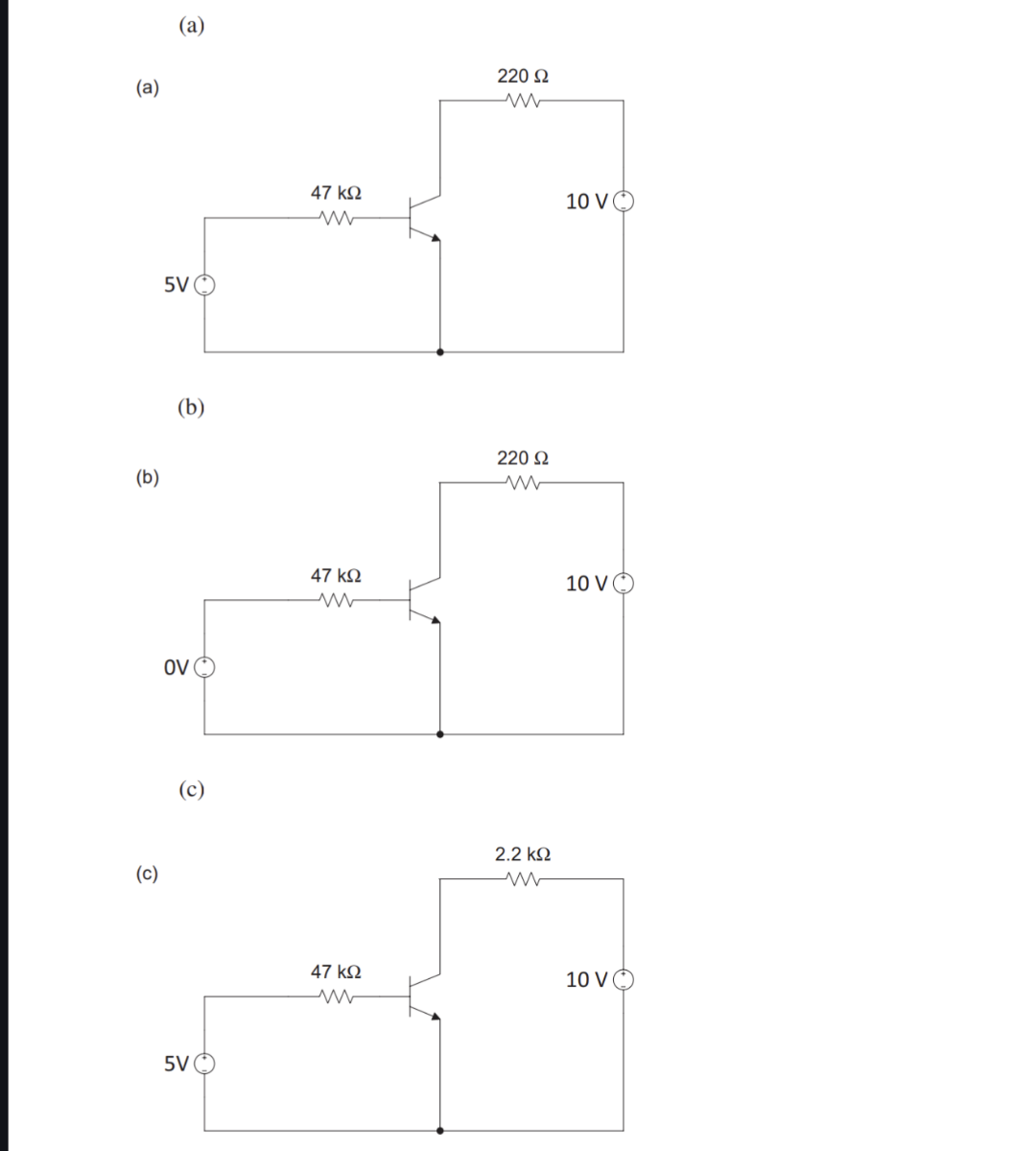 Solved For each circuit below, determine the DC operating | Chegg.com