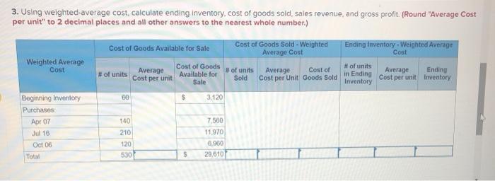 Solved 3. Using weighted-average cost, calculate ending | Chegg.com