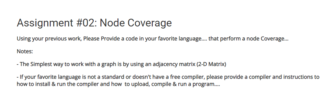 Solved Assignment #02: Node CoverageUsing your previous | Chegg.com