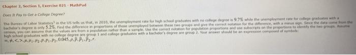 Chapter Section 1. Exercise 01 MathPad Does It Pay to | Chegg.com
