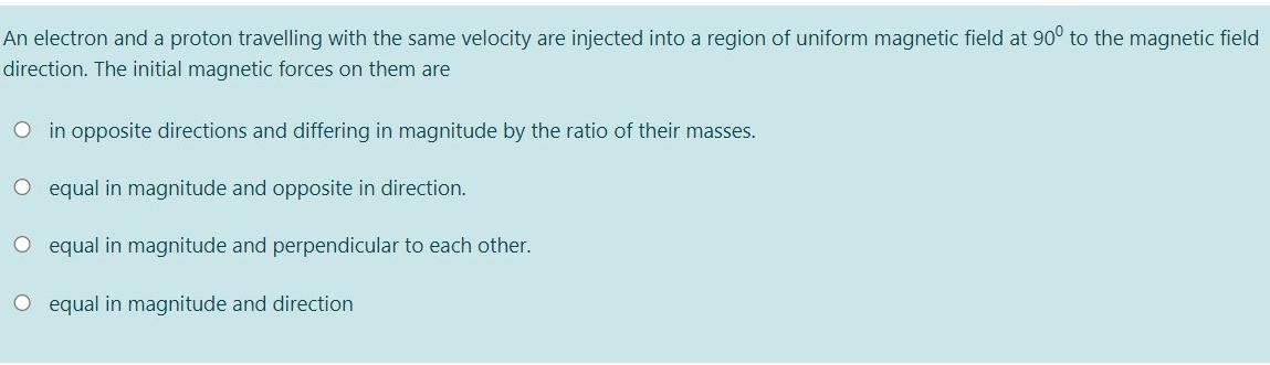 Solved An Electron And A Proton Travelling With The Same