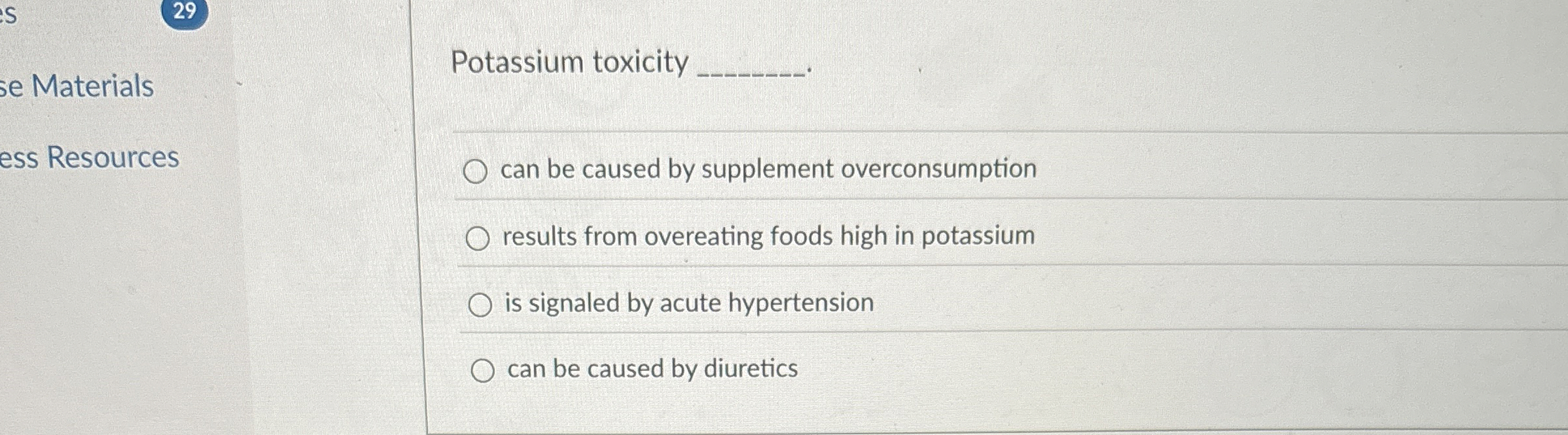 Solved 29se Materialsess ResourcesPotassium toxicityq,can be | Chegg.com