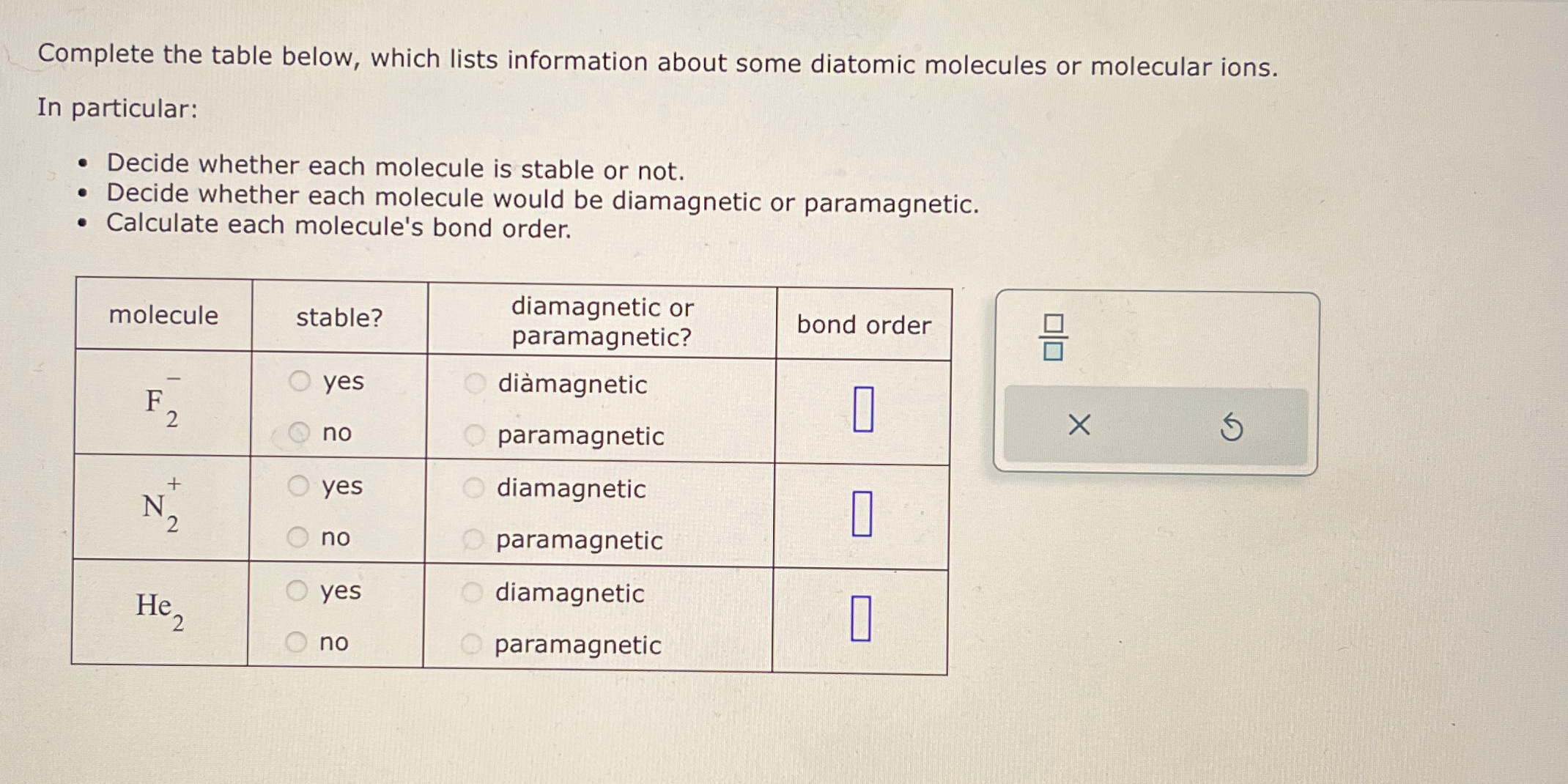 Solved Complete the table below, which lists information | Chegg.com