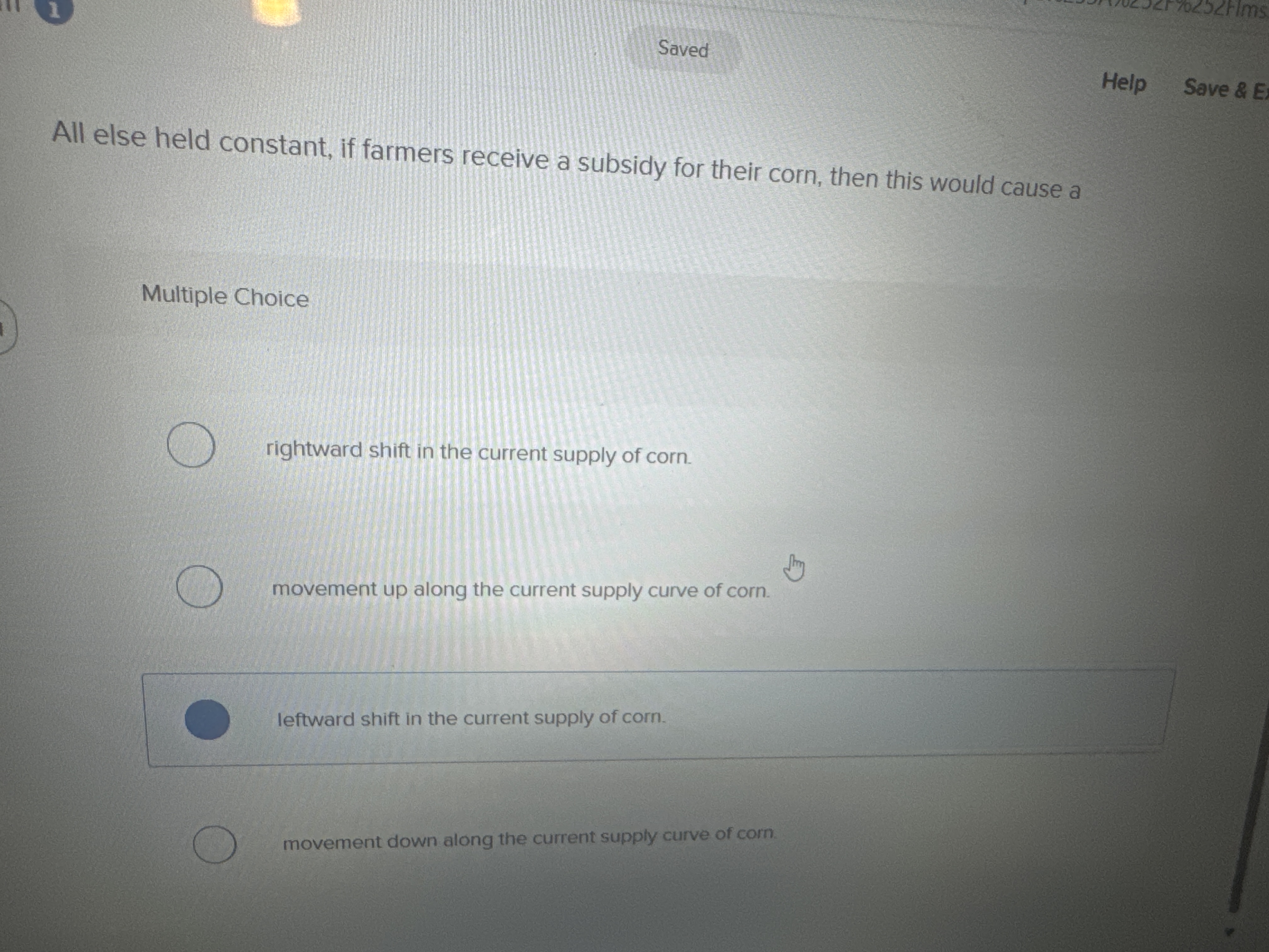 Solved All else held constant, if farmers receive a subsidy | Chegg.com