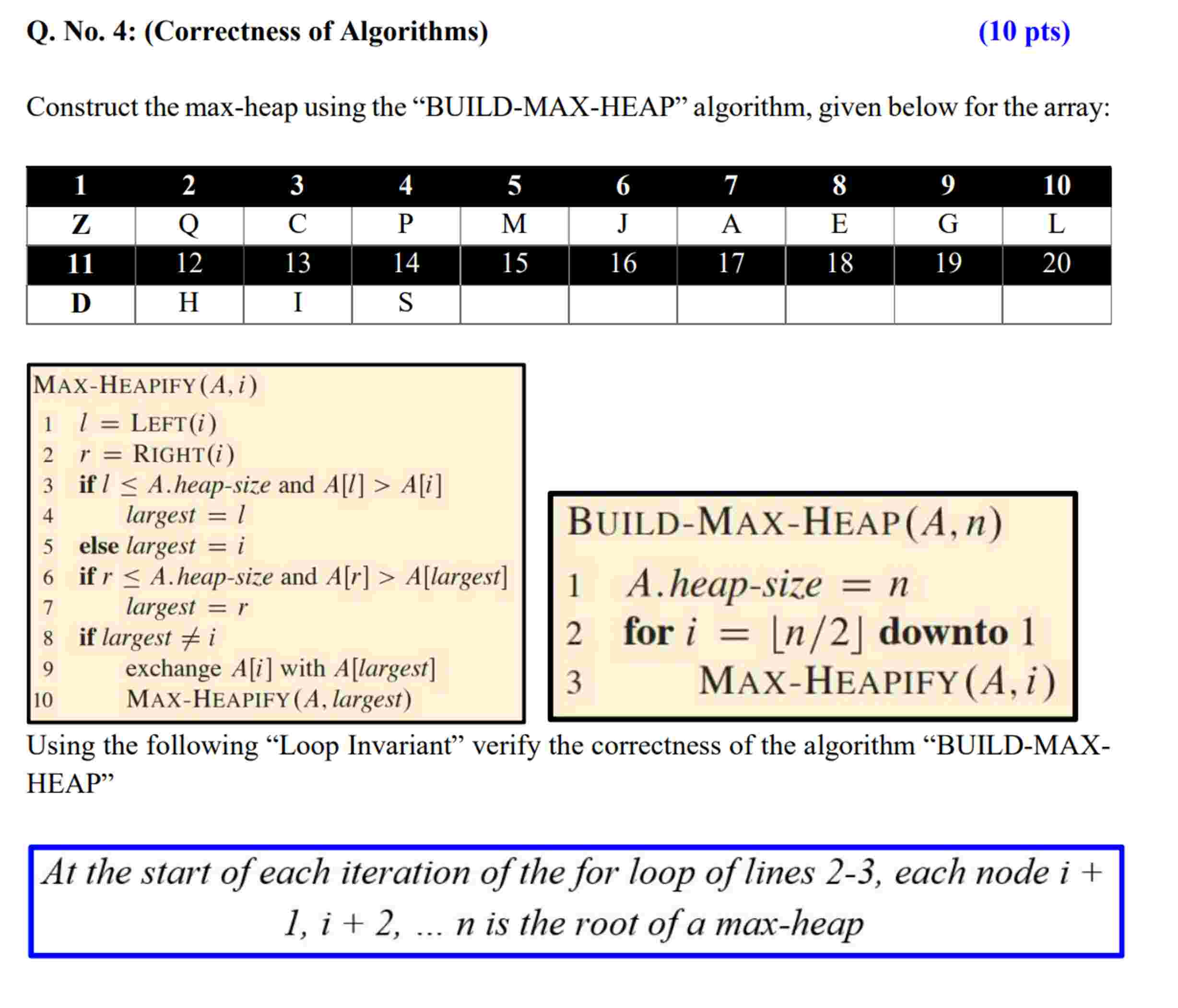 Solved Q. ﻿No. 4: (Correctness of Algorithms)Construct the | Chegg.com