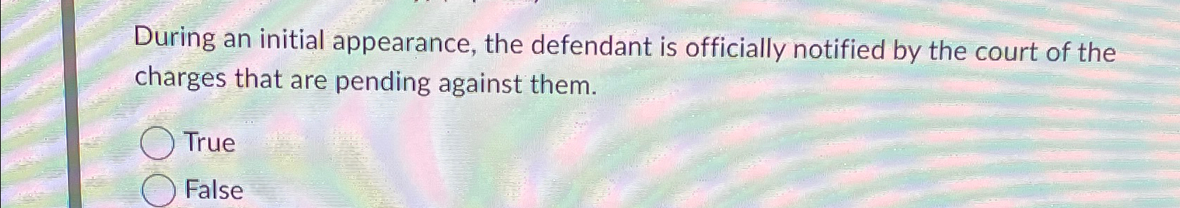 Solved During an initial appearance, the defendant is | Chegg.com