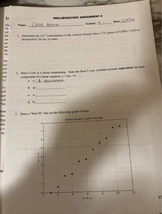 Solved PRELABORATORY ASSIGNMENT 4 Clare Alfonso _ Section: 4 | Chegg.com