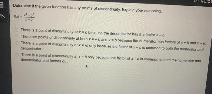 Solved -40.50 Determine if the given function has any points | Chegg.com