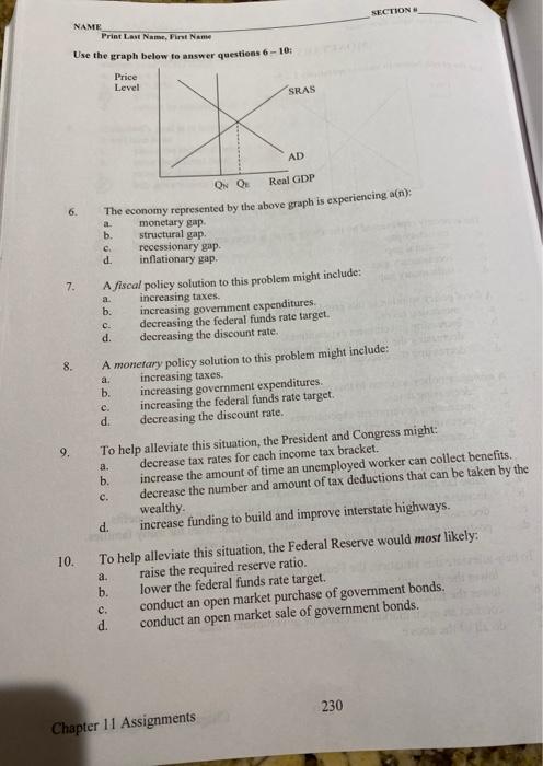 Solved SECTION NAME Print Last Name, First Nam Use the graph | Chegg.com