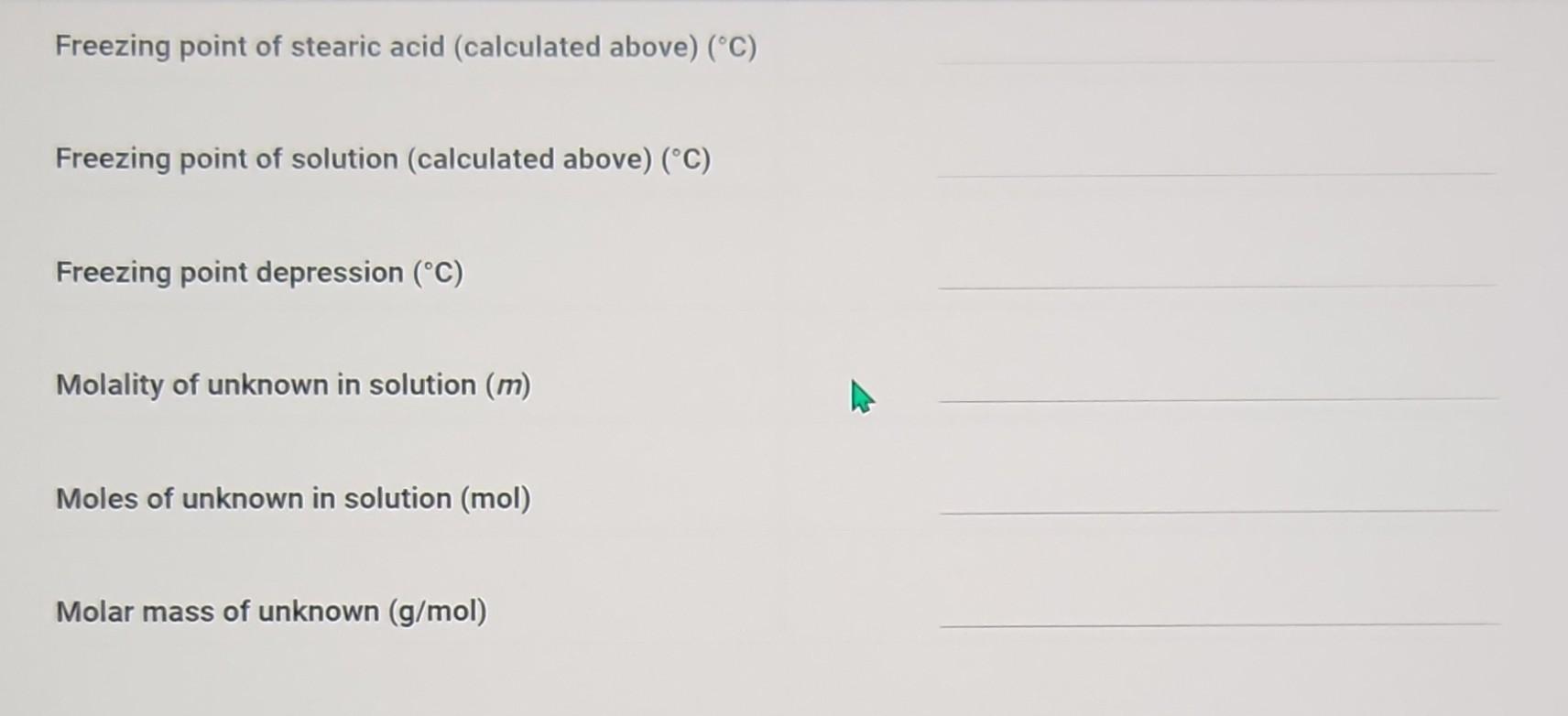 Solved Table 3. Freezing point determination Final time to | Chegg.com