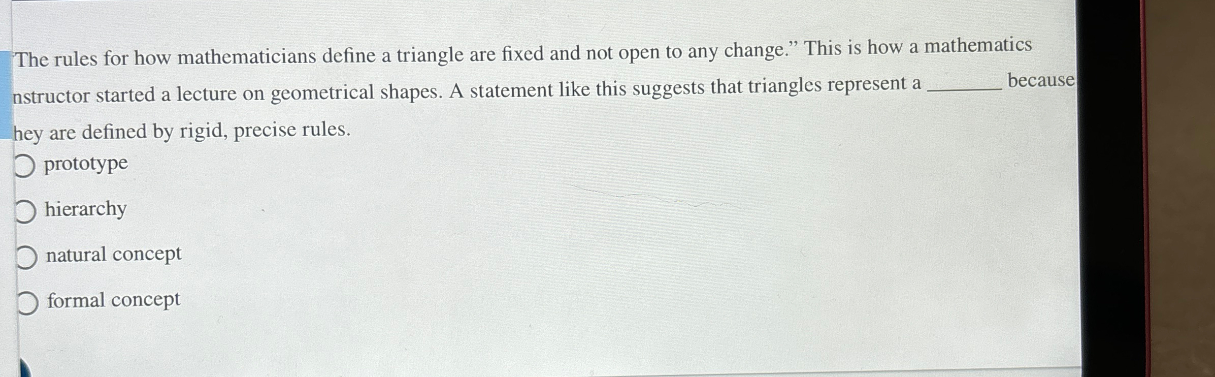 Solved The rules for how mathematicians define a triangle | Chegg.com
