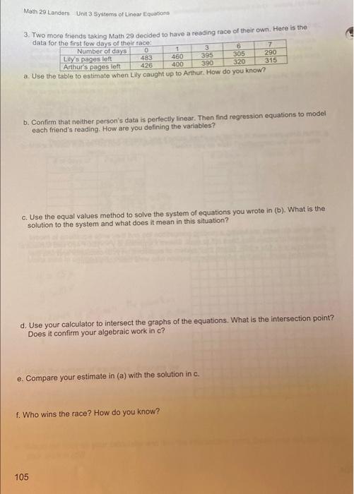 Solved Math 29 Landers Unit 3 Systems of Linear Equations 0 | Chegg.com