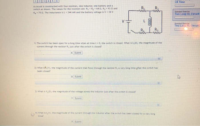 Solved LR Time A circuit is constructed with four resistors, | Chegg.com