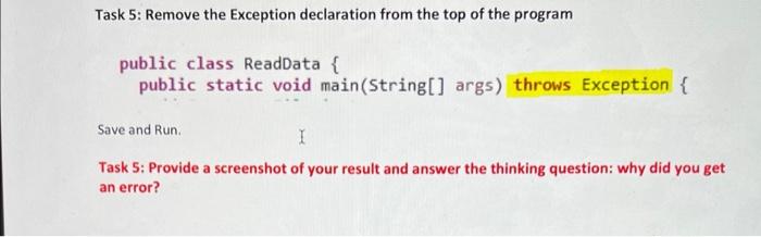 Solved Java Programming Provide full codes to TASK 5 and | Chegg.com