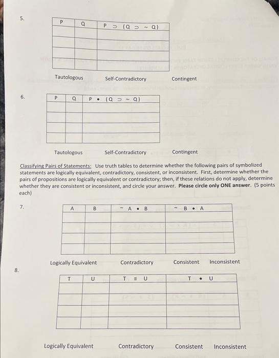 FOR ALL OF THE COMPLETE TRUTH TABLE PROBLEMS (\#1 - | Chegg.com