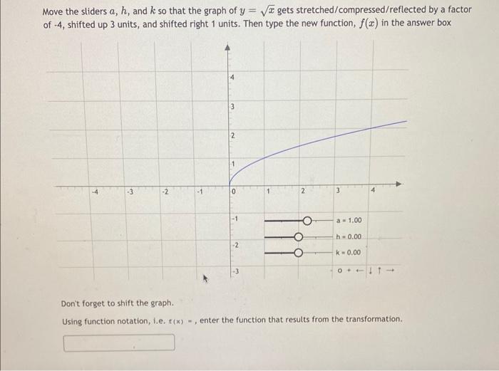 Solved Move the sliders a, h, and k so that the graph of y | Chegg.com