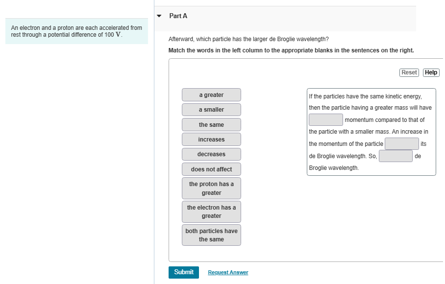 Solved Part AAn electron and a proton are each accelerated | Chegg.com