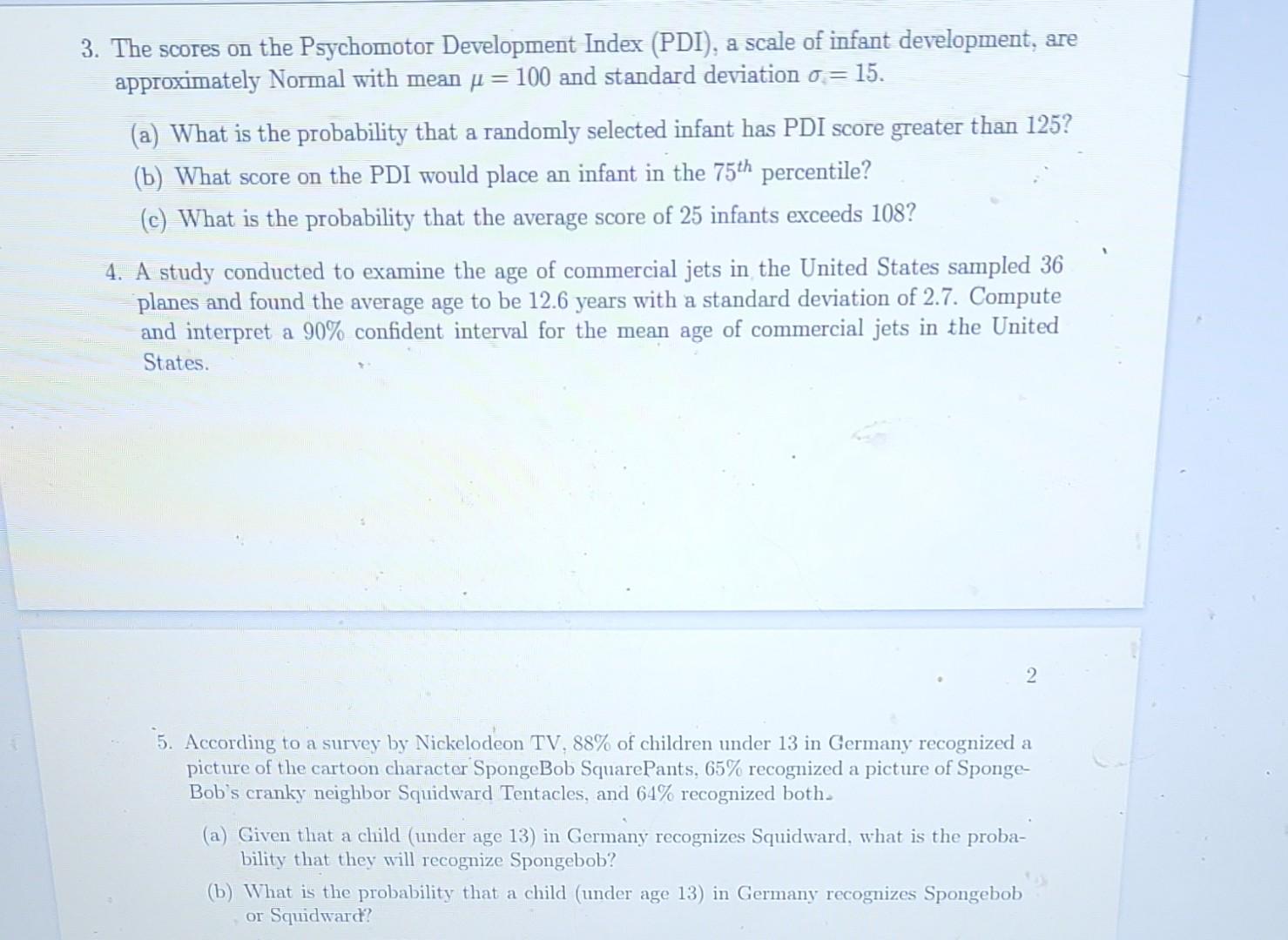Solved 3. The scores on the Psychomotor Development Index | Chegg.com