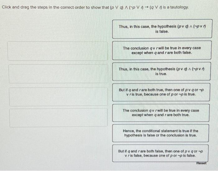 Solved Click and drag the steps in the correct order to show | Chegg.com