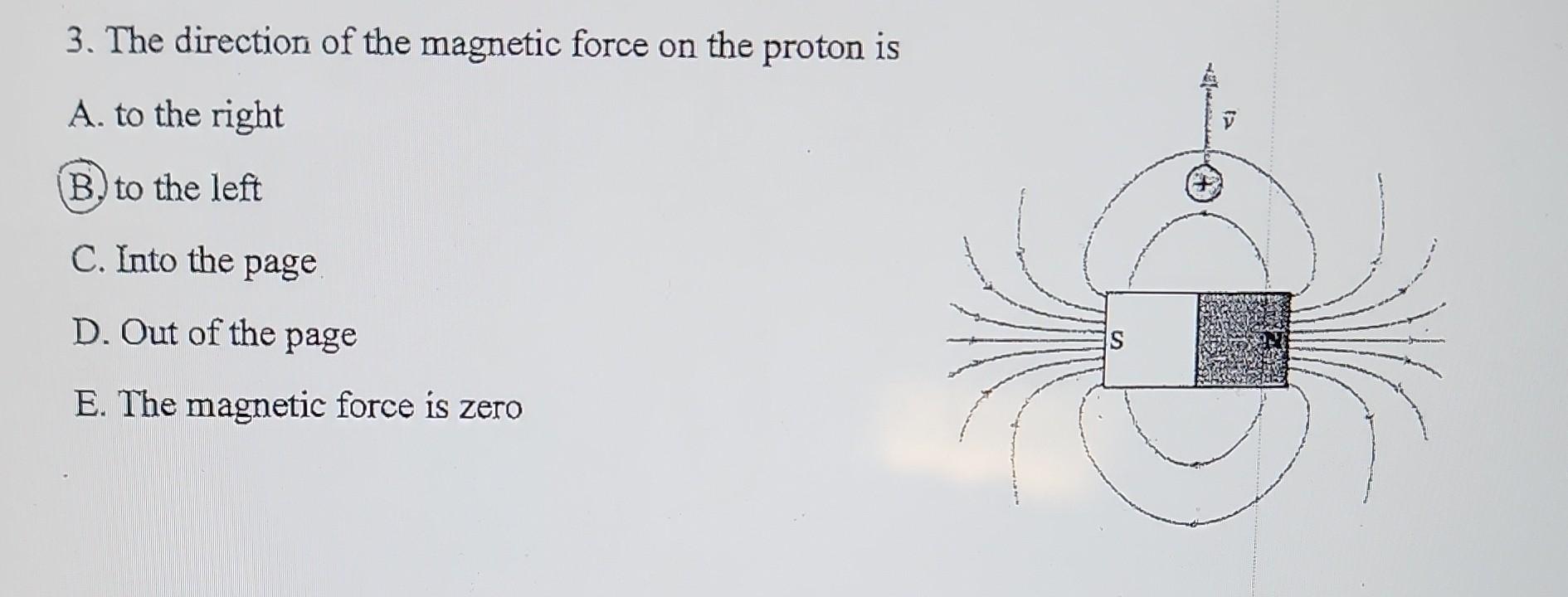 Solved 3. The direction of the magnetic force on the proton | Chegg.com