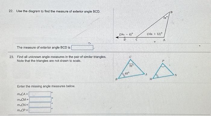 Solved 22 Use The Diagram To Find The Measure Of Exterior