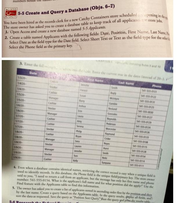 After creating your database and table, answer | Chegg.com