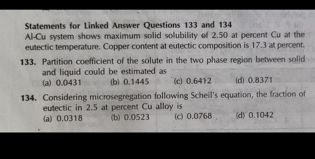 Solved Statements for Linked Answer Questions 133 ﻿and | Chegg.com