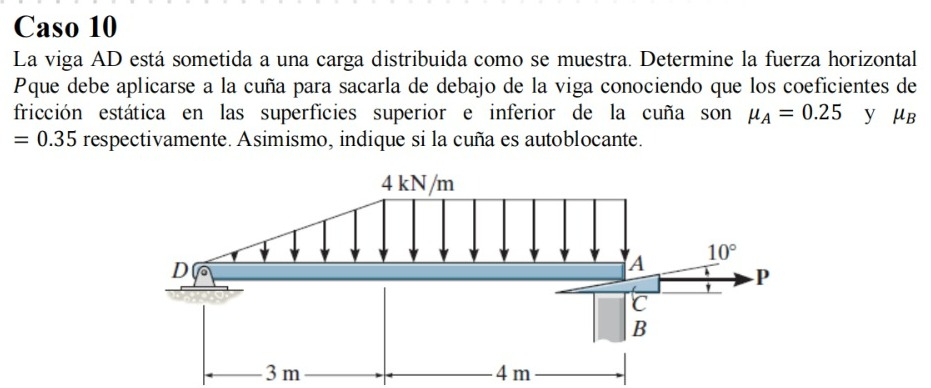 Solved Caso 10La viga AD está ﻿sometida a una carga | Chegg.com