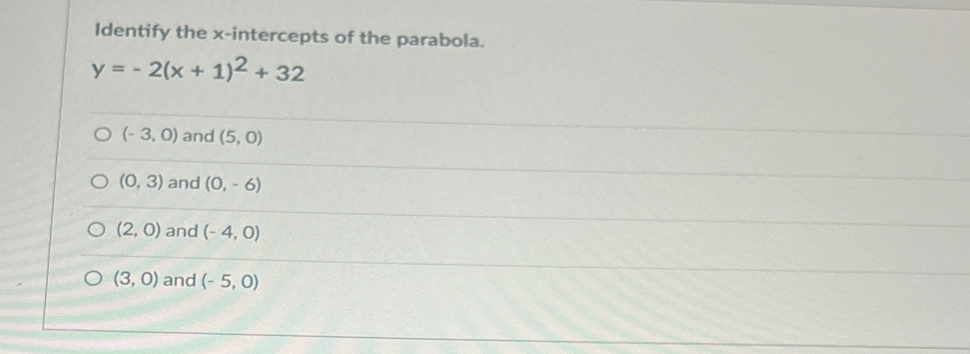 Solved Identify the x-intercepts of the | Chegg.com