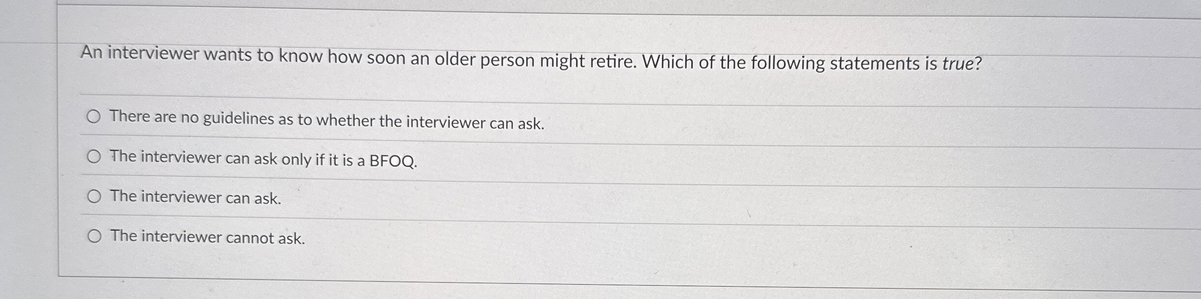 Solved An interviewer wants to know how soon an older person | Chegg.com
