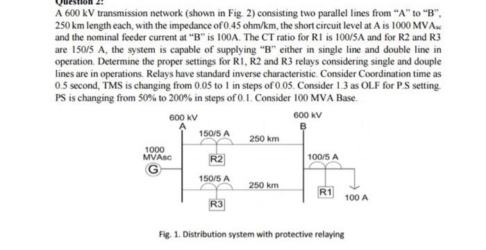 Solved A 600 kV transmission network (shown in Fig. 2) | Chegg.com