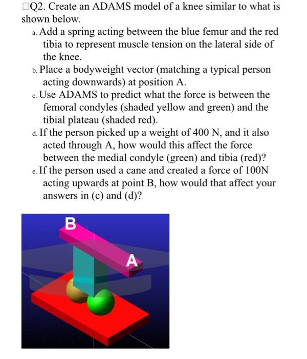 Solved Q2. Create an ADAMS model of a knee similar to what | Chegg.com