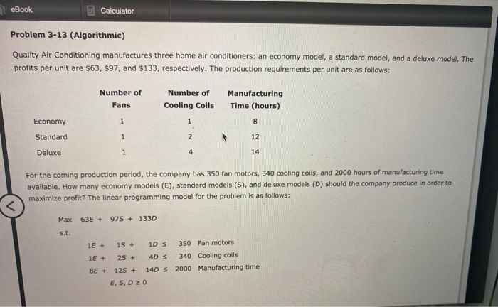 Solved eBook Calculator Problem 3-13 (Algorithmic) Quality | Chegg.com