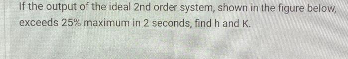 If the output of the ideal 2 nd order system, shown | Chegg.com