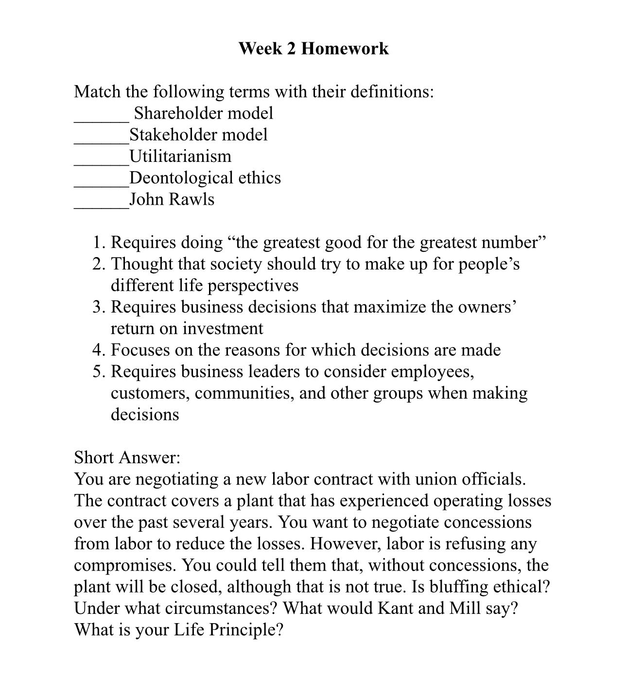 Solved Week 2 ﻿HomeworkMatch the following terms with their | Chegg.com