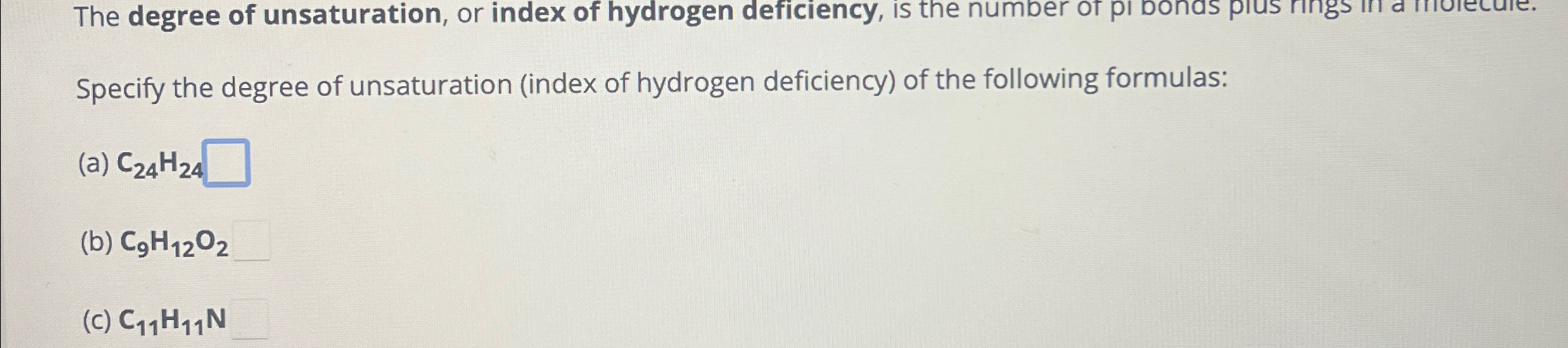 Solved 1AThe degree of unsaturation, or index of hydrogen | Chegg.com