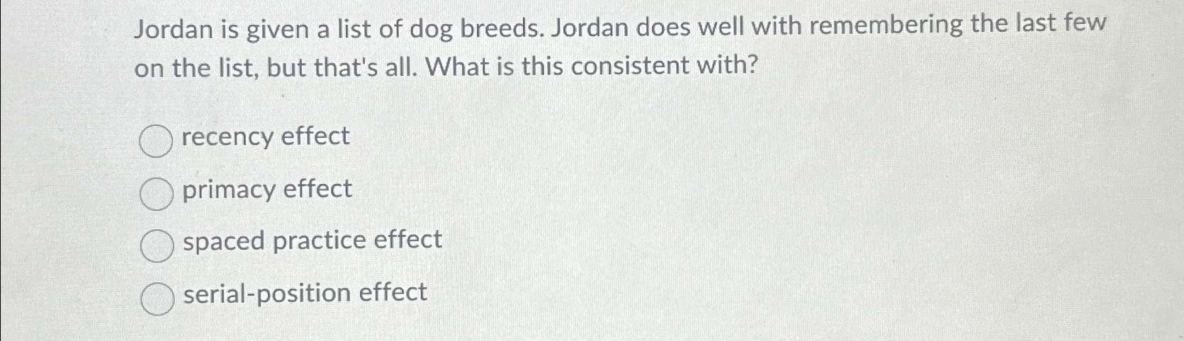 Solved Jordan is given a list of dog breeds. Jordan does | Chegg.com