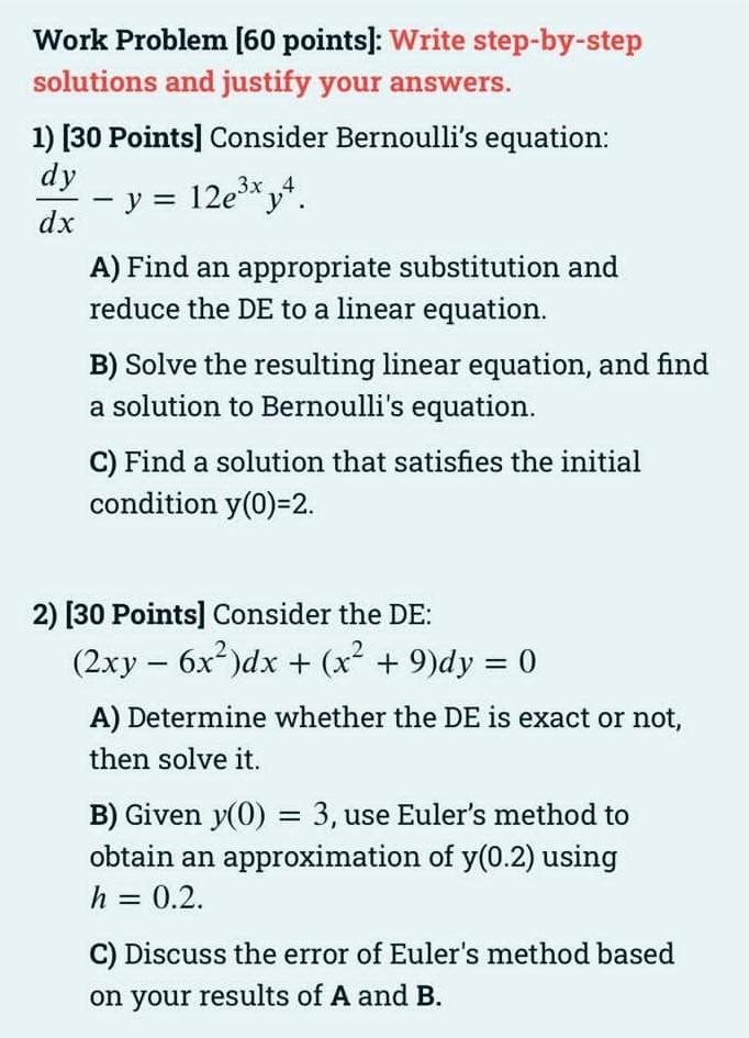 Solved Work Problem [60 points]: Write step-by-step | Chegg.com