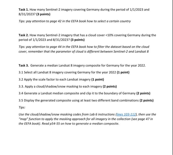 Solved Task 1. How many Sentinel-2 imagery covering Germany | Chegg.com