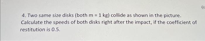 Solved 4. Two same size disks (both m=1 kg ) collide as | Chegg.com
