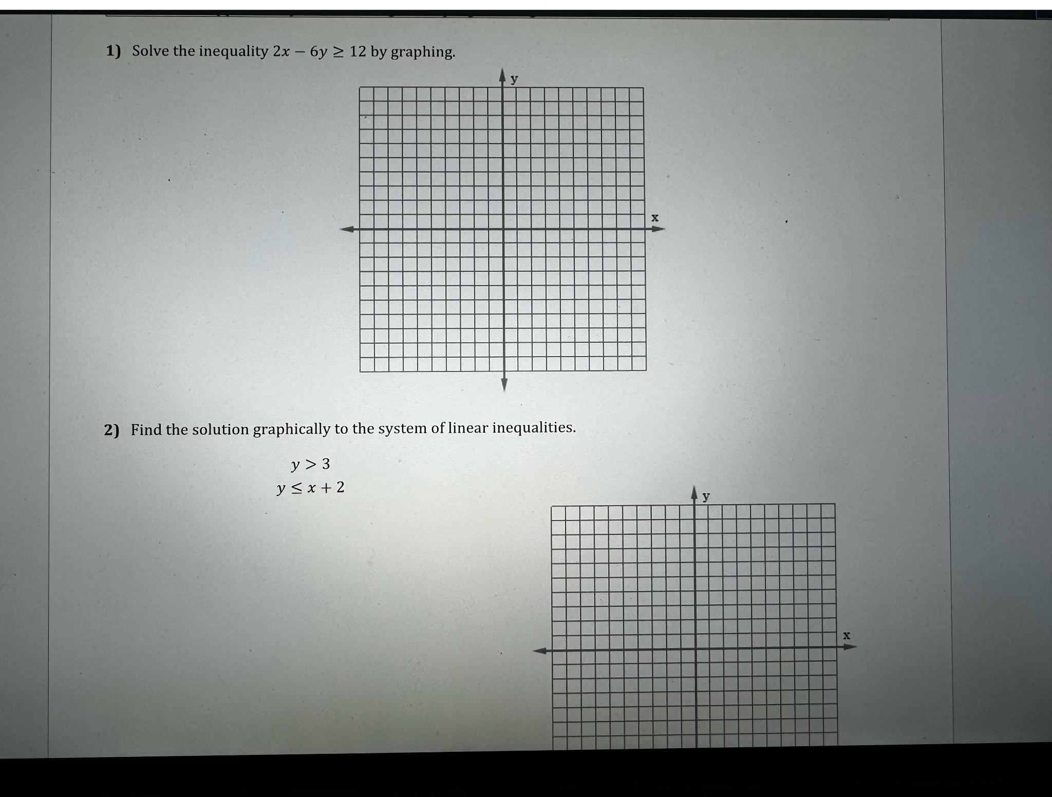 Solved Solve the inequality 2x-6y≥12 ﻿by graphing.Find the | Chegg.com