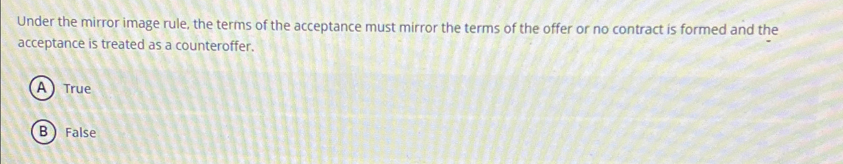 Solved Under the mirror image rule, the terms of the | Chegg.com