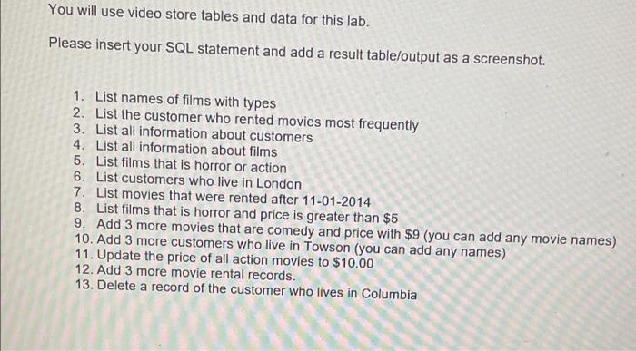 Solved use this SQL statement which is shown under this text | Chegg.com