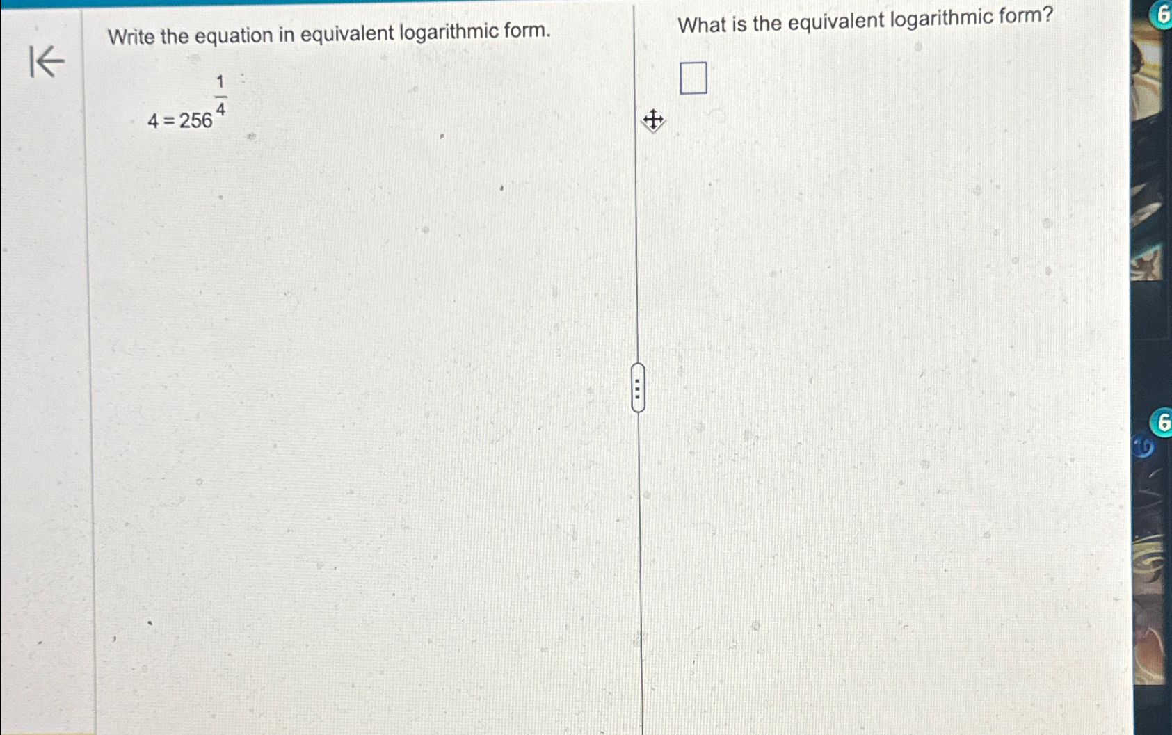 Solved Write the equation in equivalent logarithmic | Chegg.com